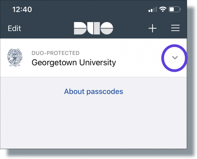 Obtaining A Passcode From The Duo Mobile App University Information Services Georgetown