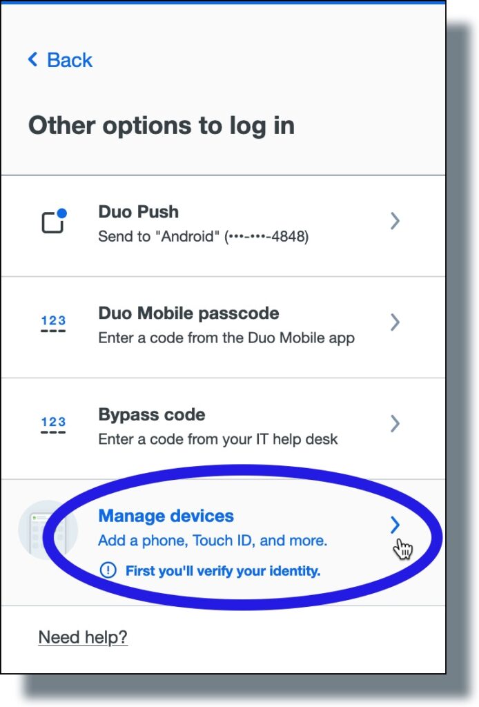 Reactivating a Device in Duo | University Information Services ...