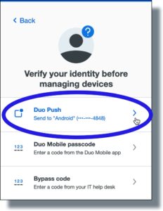Reactivating a Device in Duo | University Information Services ...