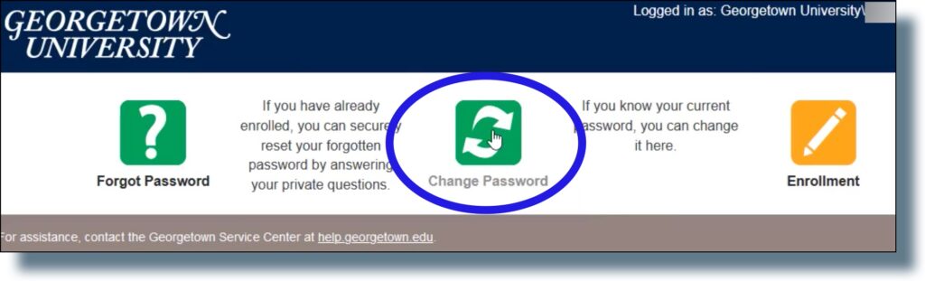 Changing Your Password If You're New to Georgetown - University ...