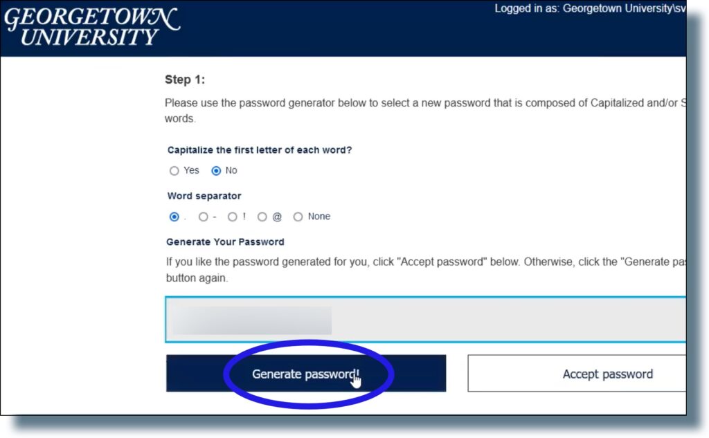 Changing Your Password If You're New to Georgetown - University ...