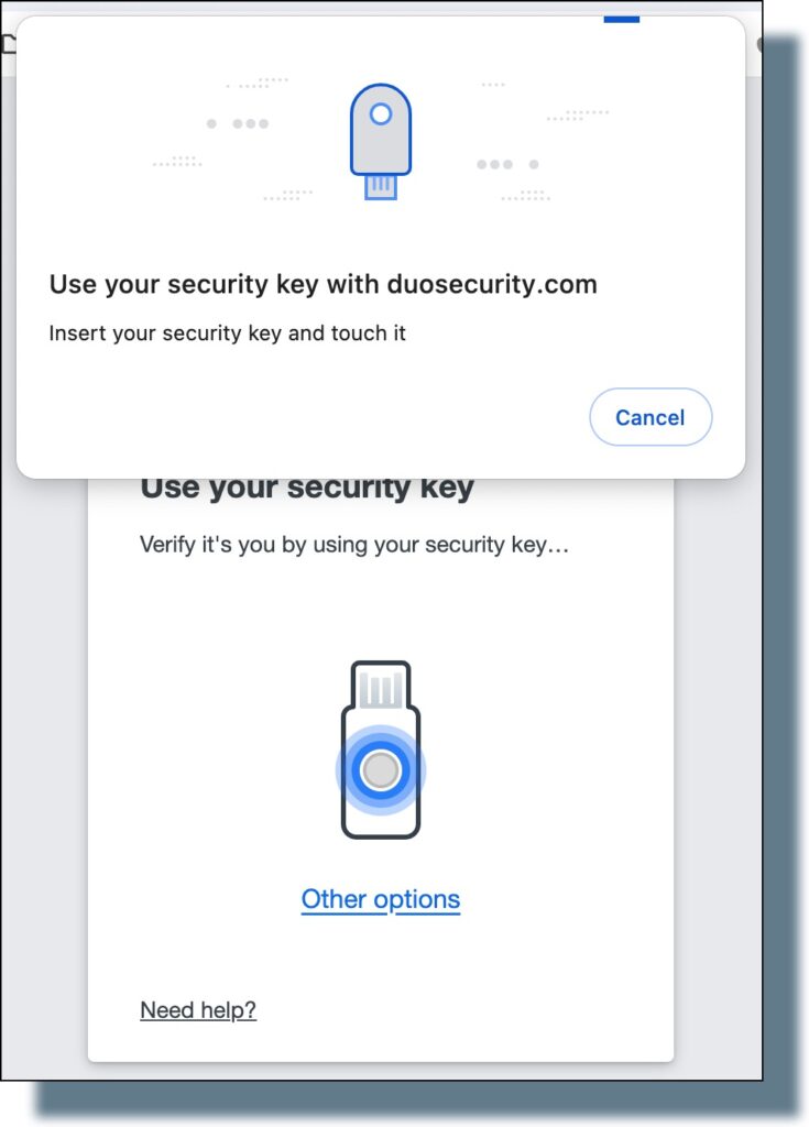 Logging in to a GU Application with Duo Using a Security Key ...